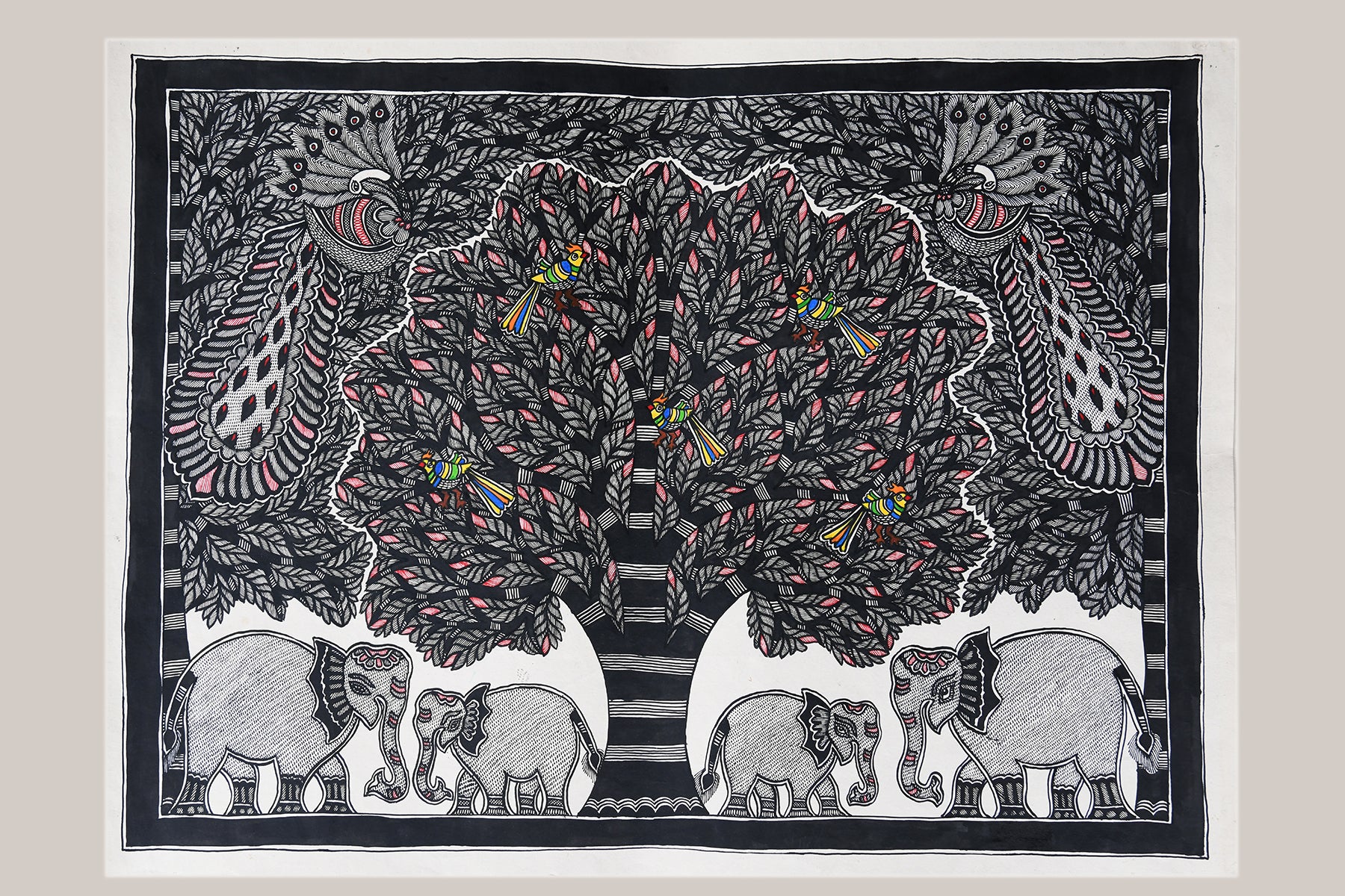 Tribal Tree and Leaf Godna Painting – Bihar Folk Art – RP_24