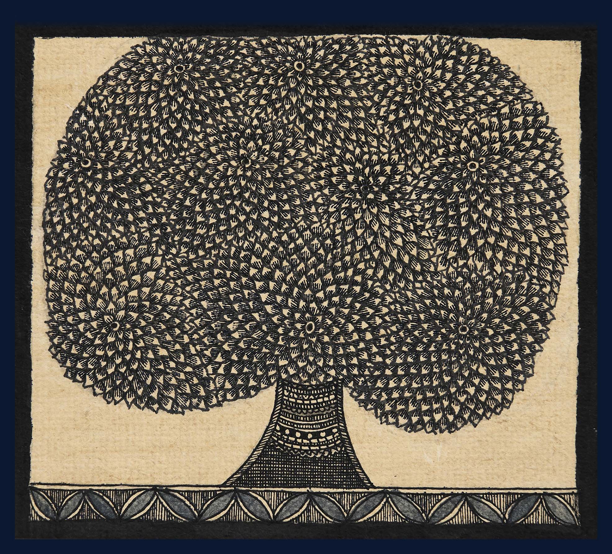 Small Flowering Tree – Tribal Godna Art – Bihar – RP_35